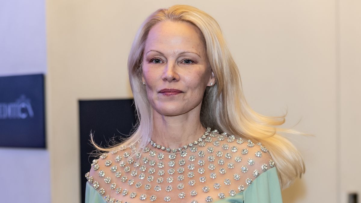 Only Pamela Anderson Could've Made This Sheer Pastel Gown Work ...