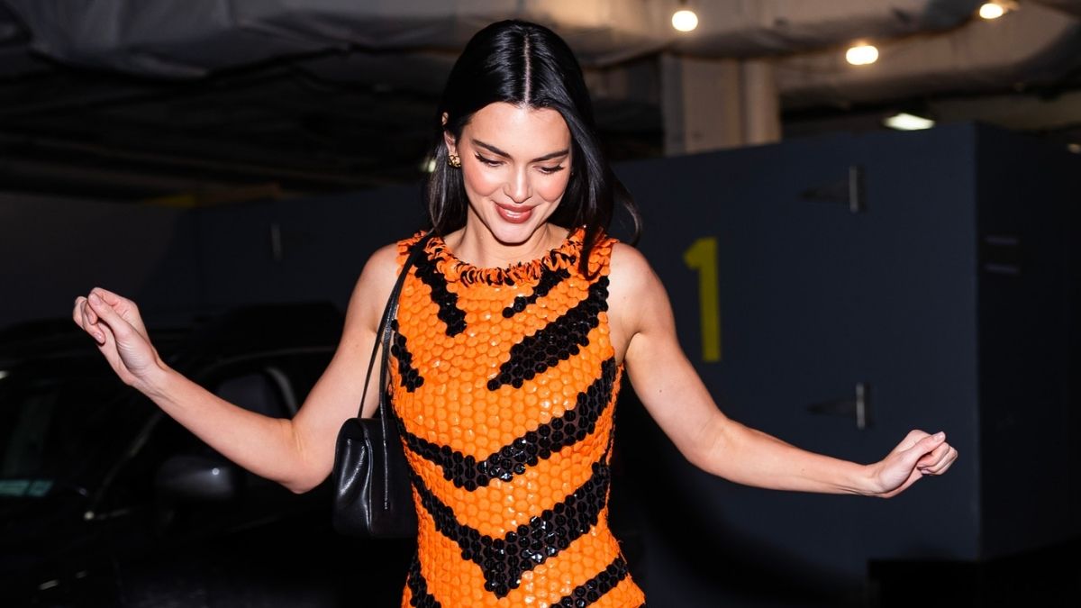 Kendall Jenner Pairs Fiery Red Jacket With Fun Micro Shorts for Adidas ...