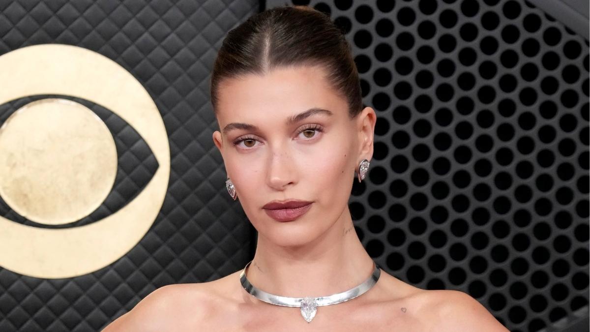 Hailey Bieber Pairs Backless Minidress With Tiniest Saint Laurent Bag ...